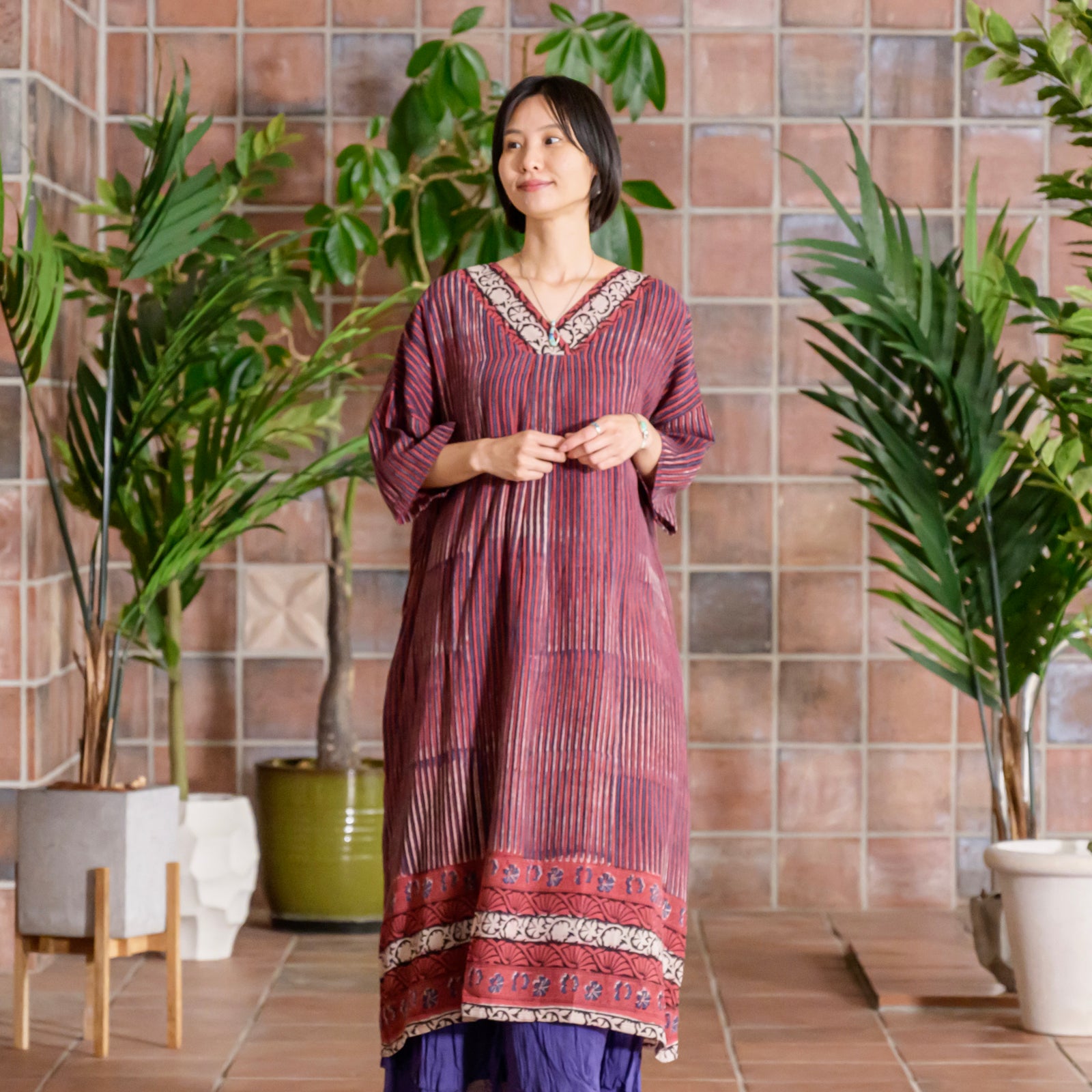 Cotton Bagru Stripe Panel Print Dress – MALAIKA worldwide store